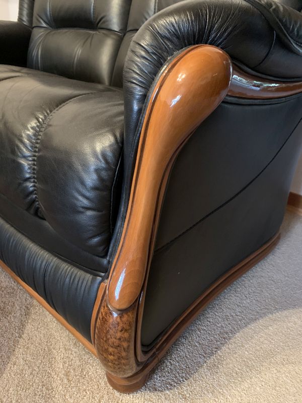 Schwarze Ferrari Couch aus Leder - Original Antike Möbel